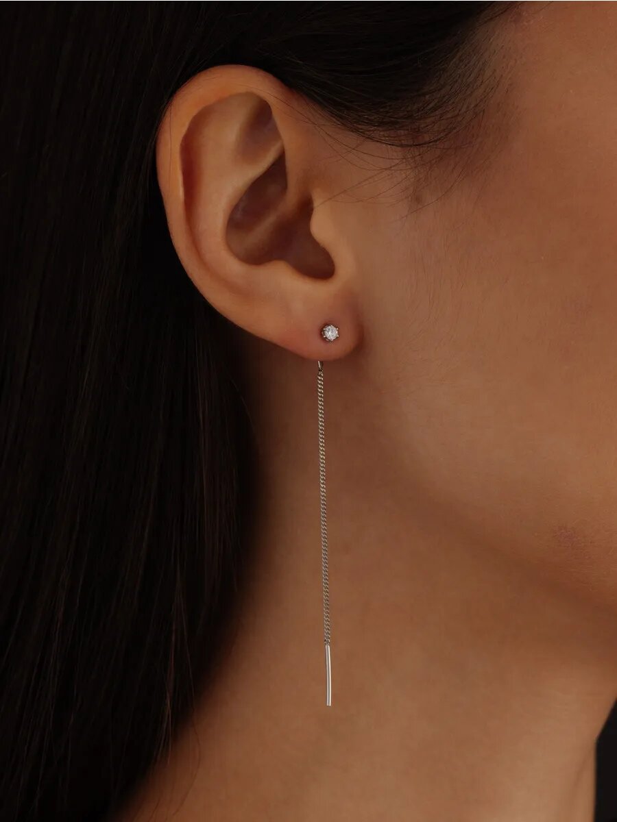 Серьги, 925 проба, фианит