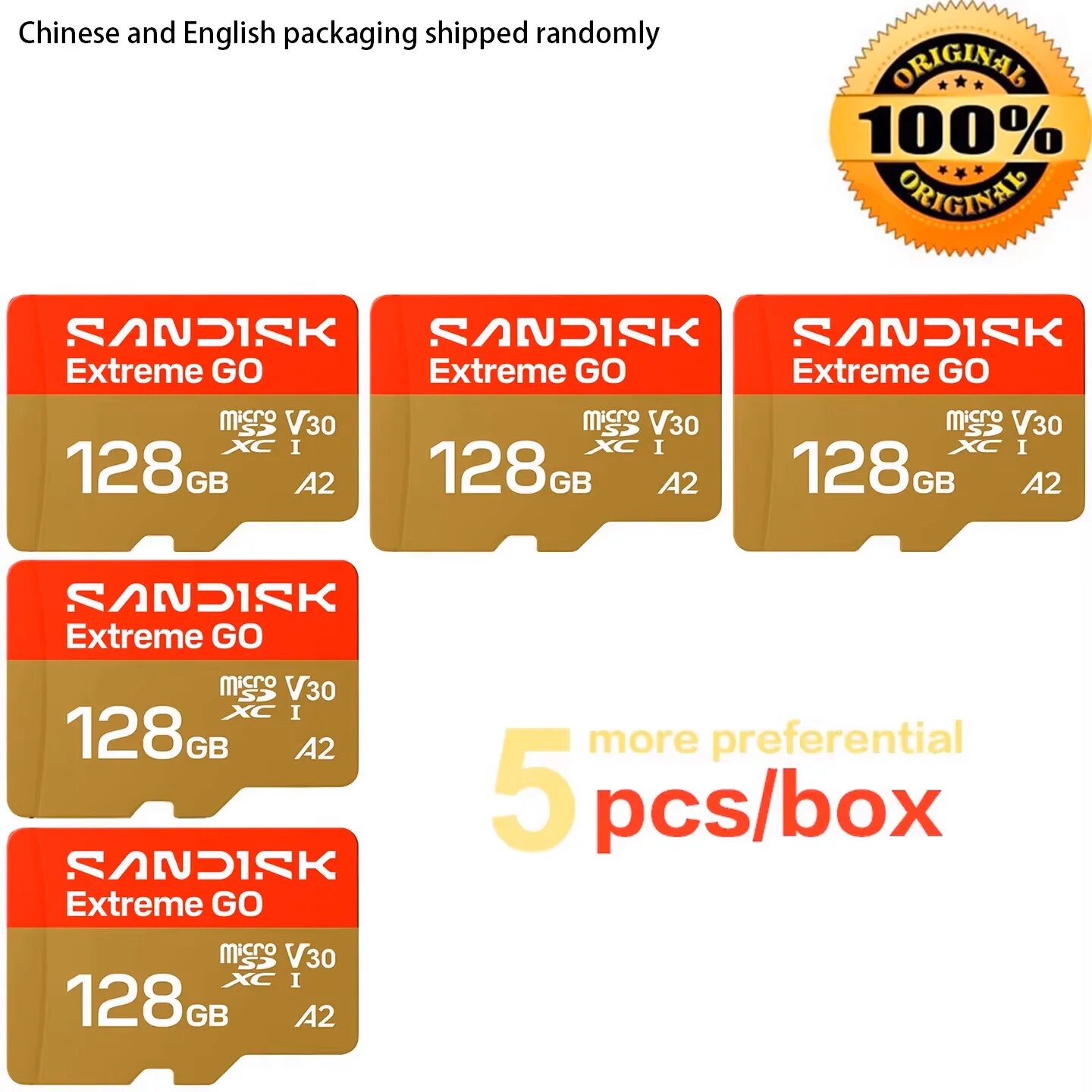 SanDisk Extreme GO 128GB microSDXC (5шт)