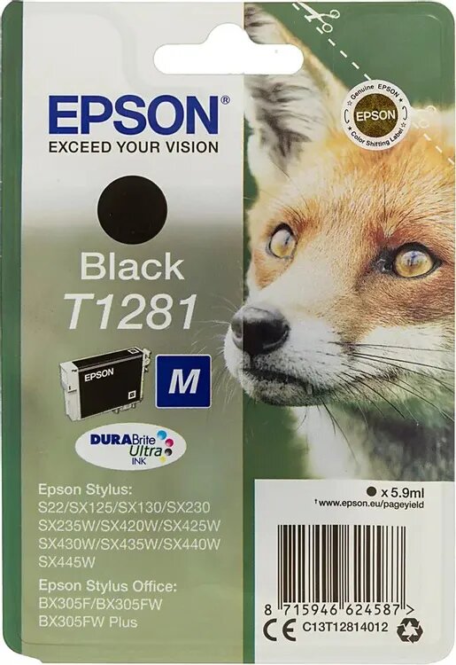 Картридж Epson T1281, черный / C13T12814012