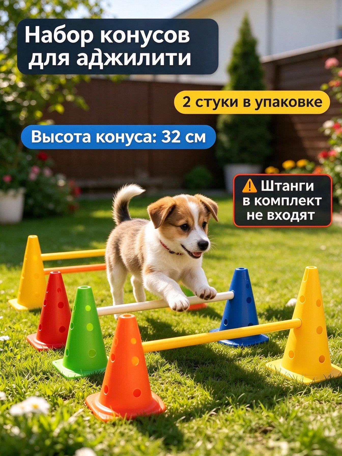 Оборудование для дрессировки собак / Препятствия для собак: 32 см, подходит для тренировок по аджилити, футболу и физической подготовки детей; штанги в комплект не входят