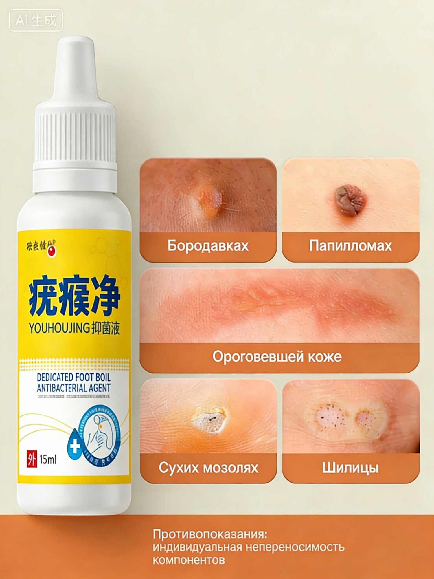 Чистотел от папиллом и бородавок, гель от папиллом, от натоптышей, от мозолей, Skin Tag,15 мл