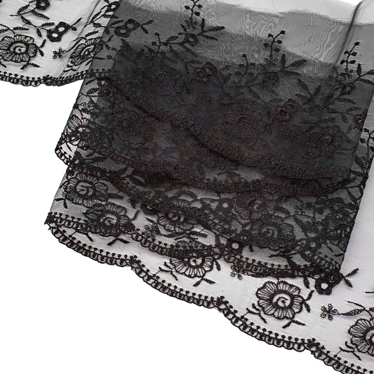 Кружево капроновое для шитья и рукоделия, ширина 11см*3,5 м, цвет черный
