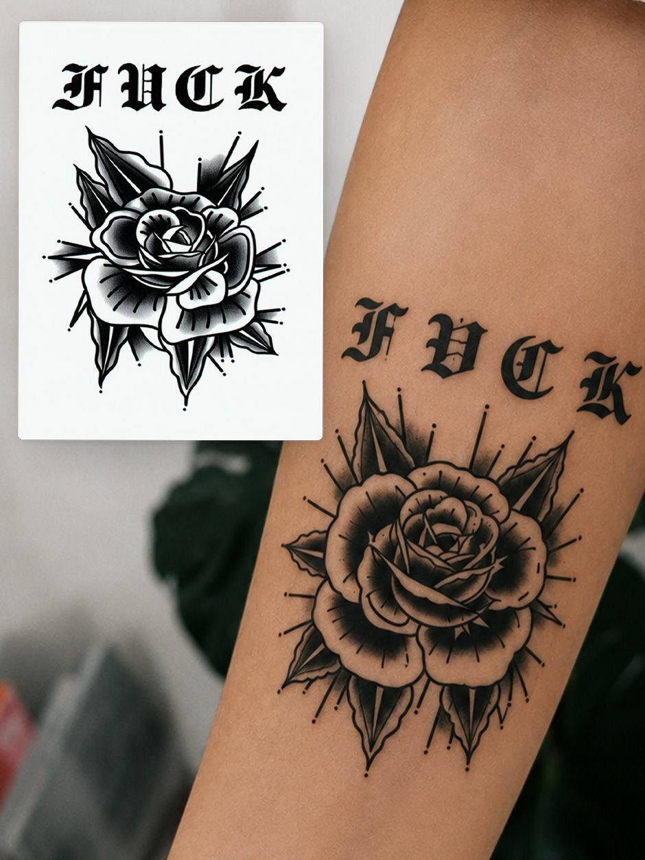 Tattoo'шки Временная тату "Роза" 8*11см роза 8х11