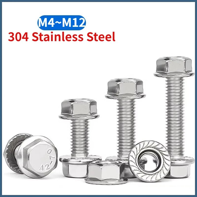 Болты фланцевые из нержавеющей стали 304, M8x25mm