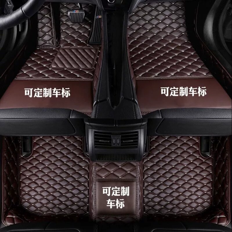 Все-объемные вышитые коврики кофейно-бежевого цвета для Volkswagen Touareg (импортная модель) однорядные
