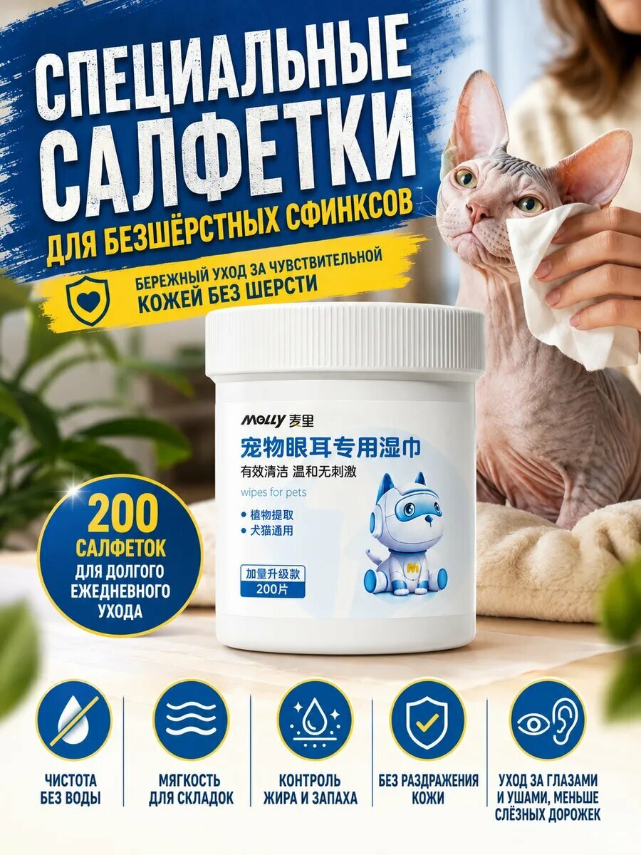 Салфетки для сфинксов влажные
