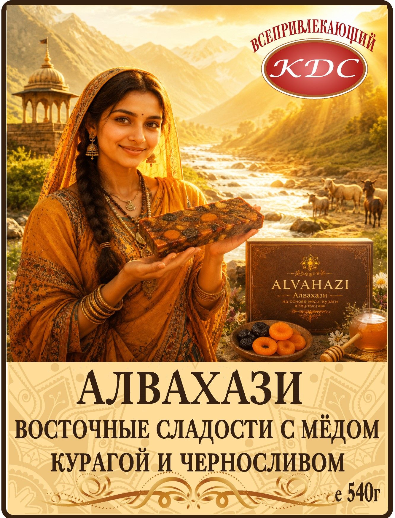 Алвахази. Восточные сладости. С мёдом, курагой, черносливом в ванильно-сахарной посыпке.