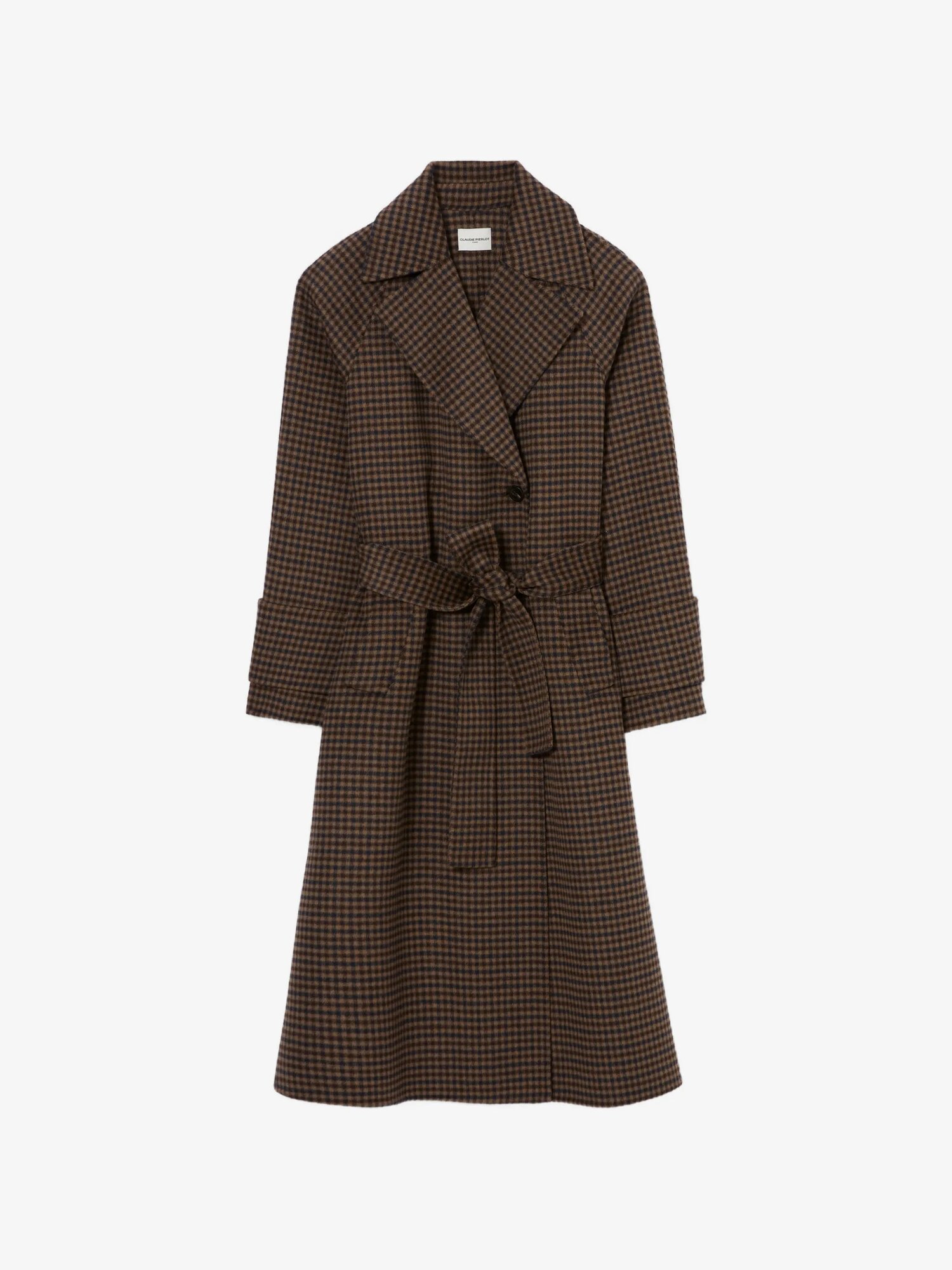 Пальто Mid-length checked belted coat