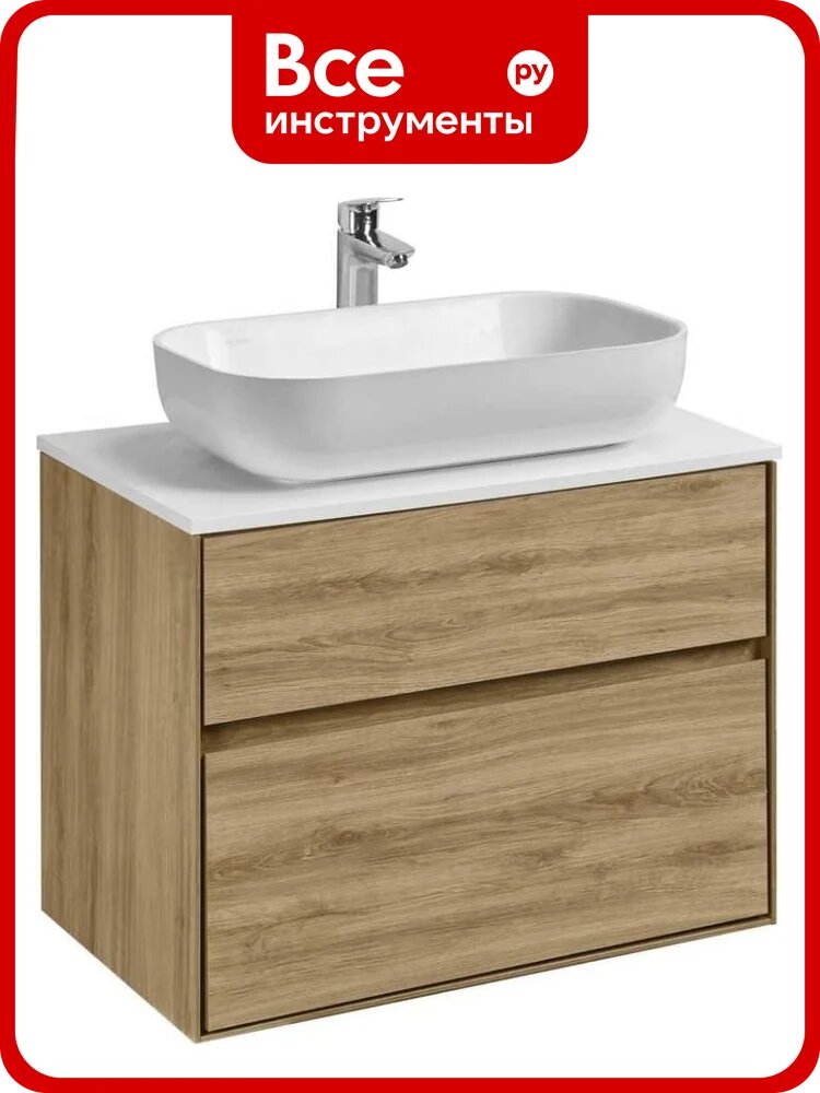 Тумба AQUATON Либерти 75/2 дуб Эльвезия (Элина 75, MILA 400, MILA 350х350, Одри 420x620 Soft, Лола 60) 00090096