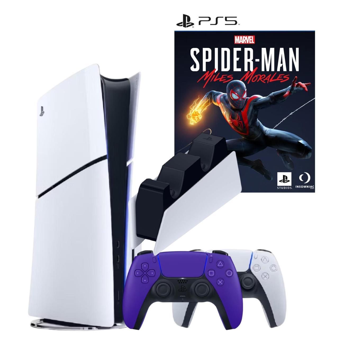 Игровая приставка PlayStation 5 Slim Disk + Spider Man Morales +Dualsense Charging Station+DualSense PS5 Purple