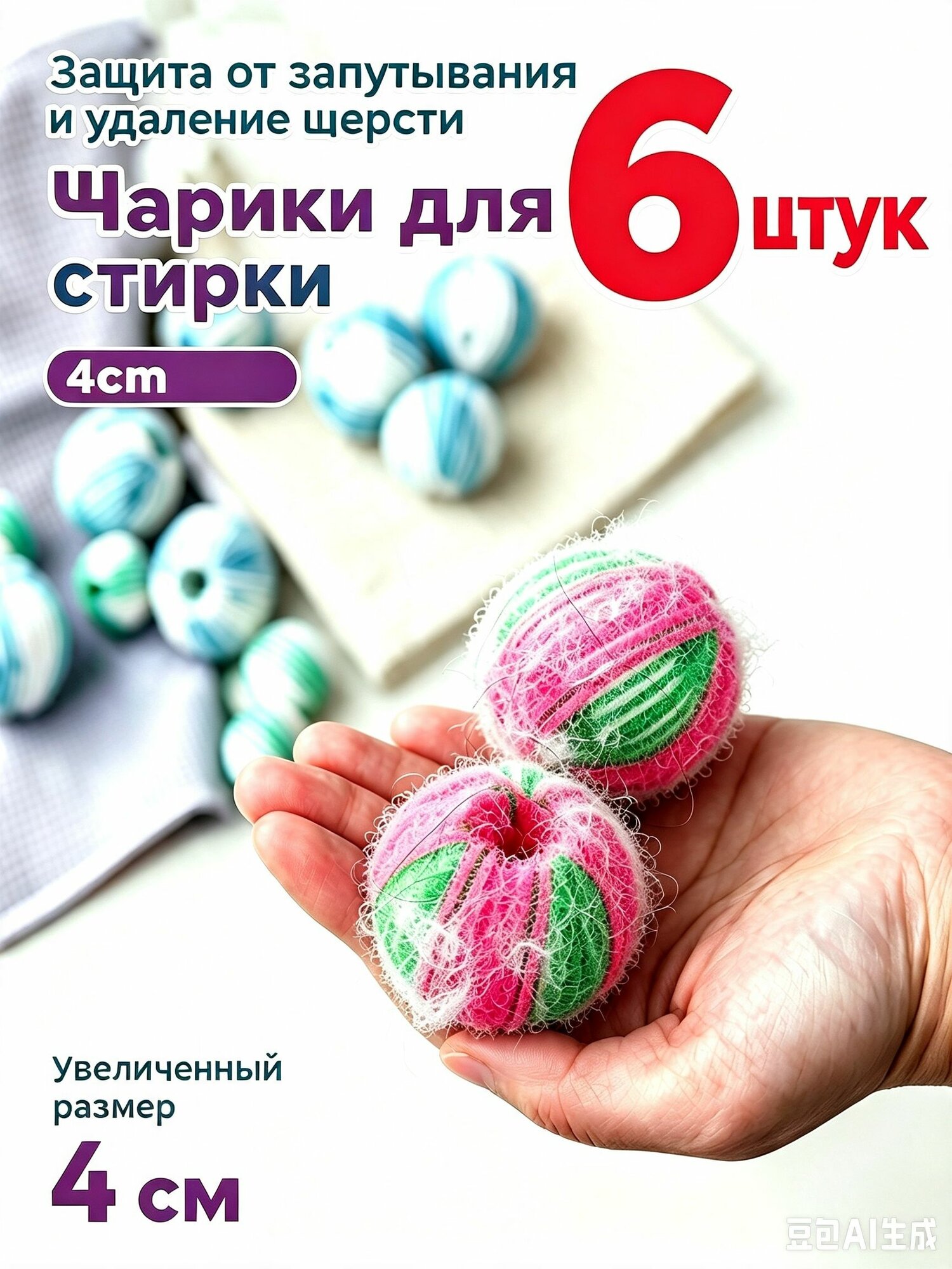 Шарики против спутывания ткани, улавливающие ворс и шерсть