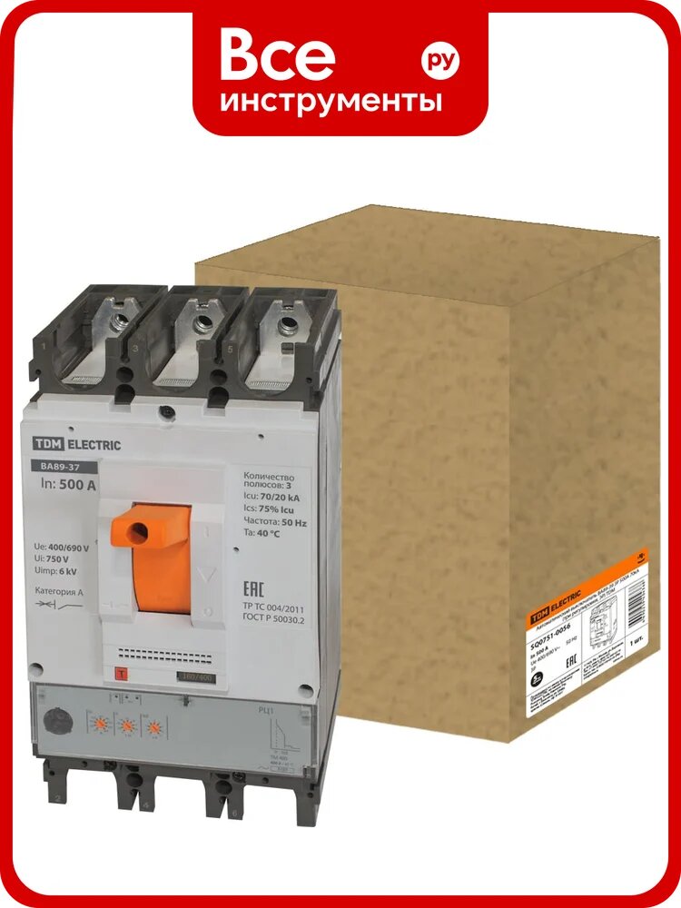 Автоматический выключатель TDM ELECTRIC ВА89-39 3Р 500А 70кА SQ0751-0056