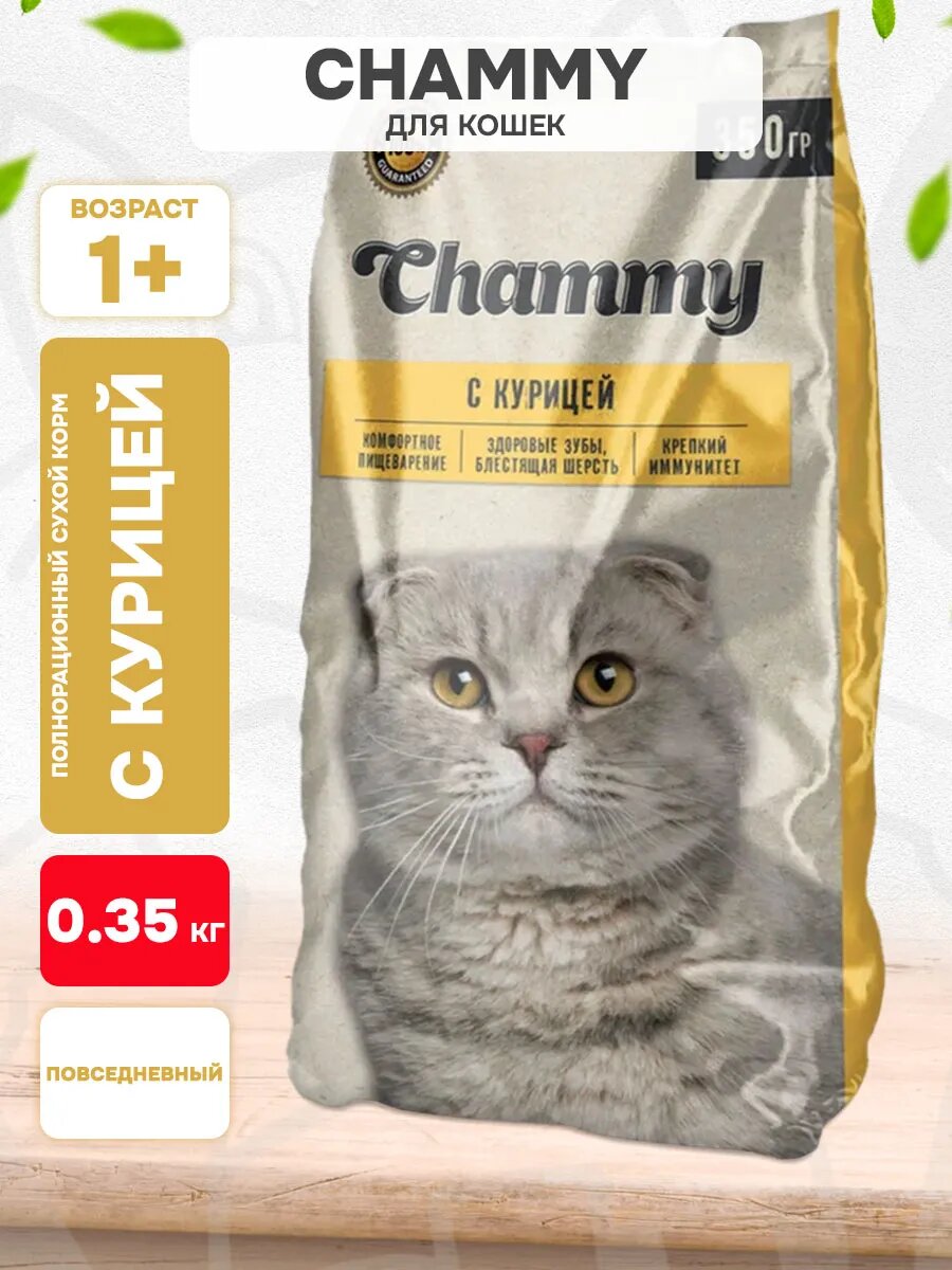 Корм сухой Chammy для взрослых кошек, курица, 350 г