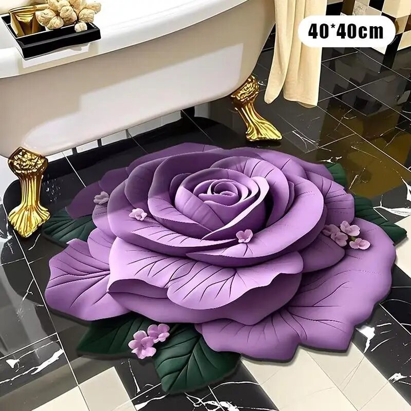 Плюшевый коврик-пион 40x40 см Фиолетовый, A19