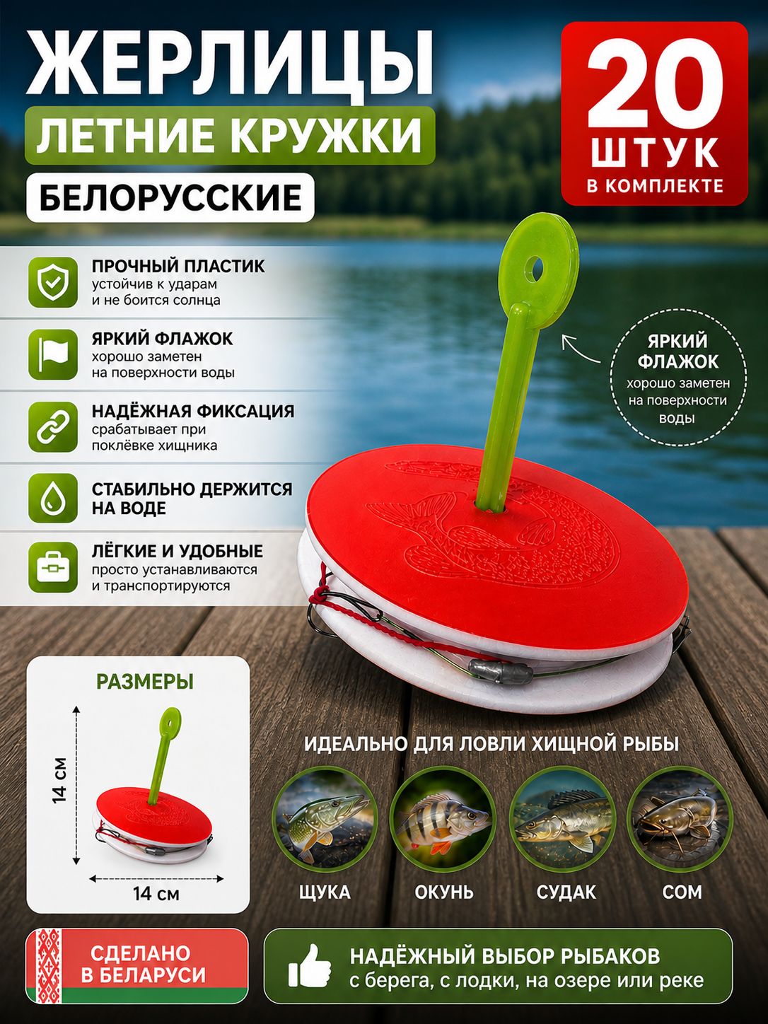 Жерлицы летние кружки 20 шт