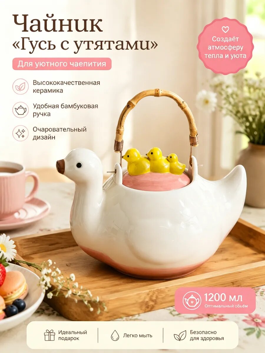 Чайник с уточками на крышке со свистком