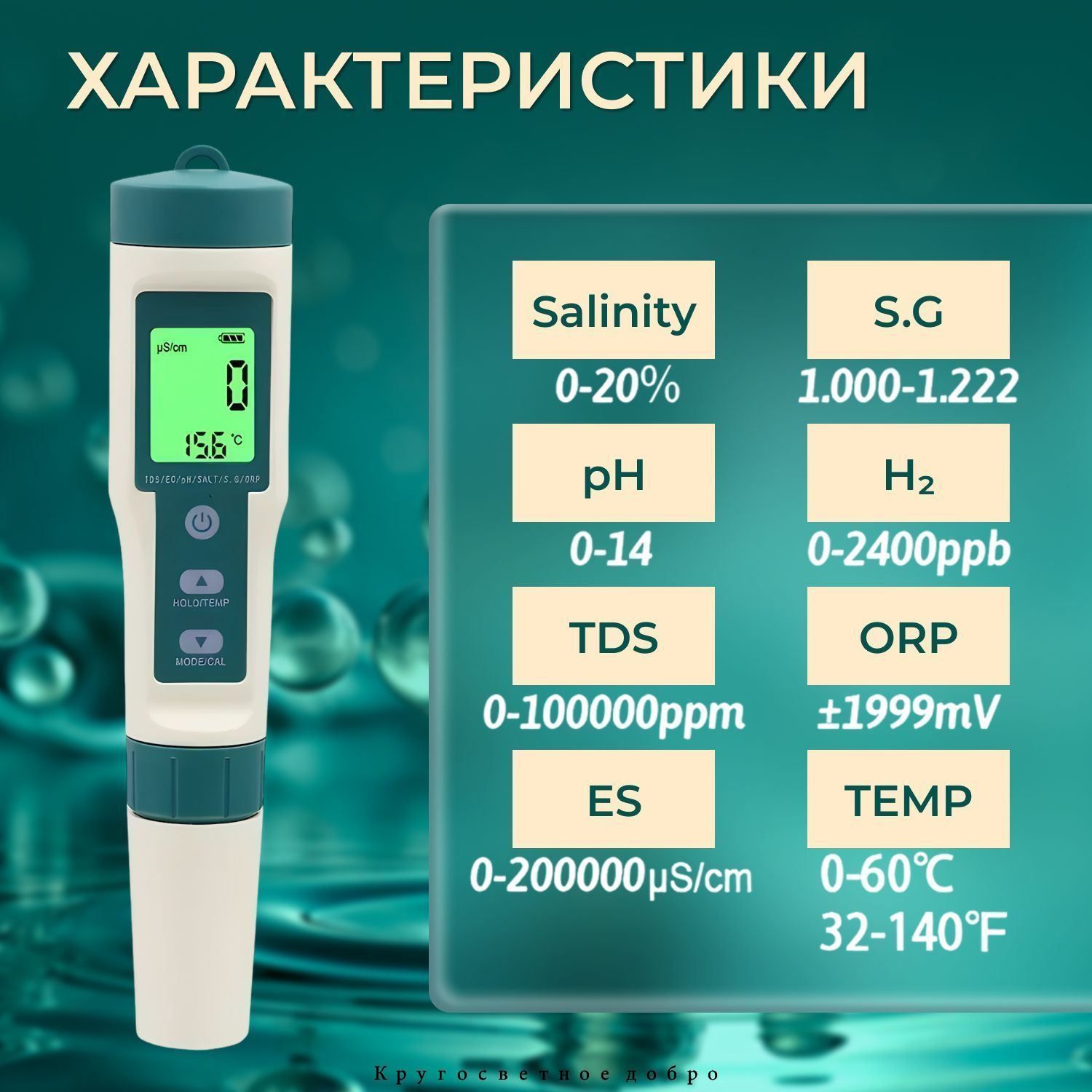 Тестер качества воды, тестер воды белого и голубого цвета, для проверки качества воды дома — фото 1
