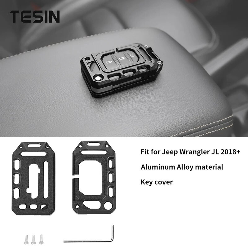 Металлический брелок-чехол TESIN для ключей Jeep Wrangler JL, полная защита, аксессуары для Black D