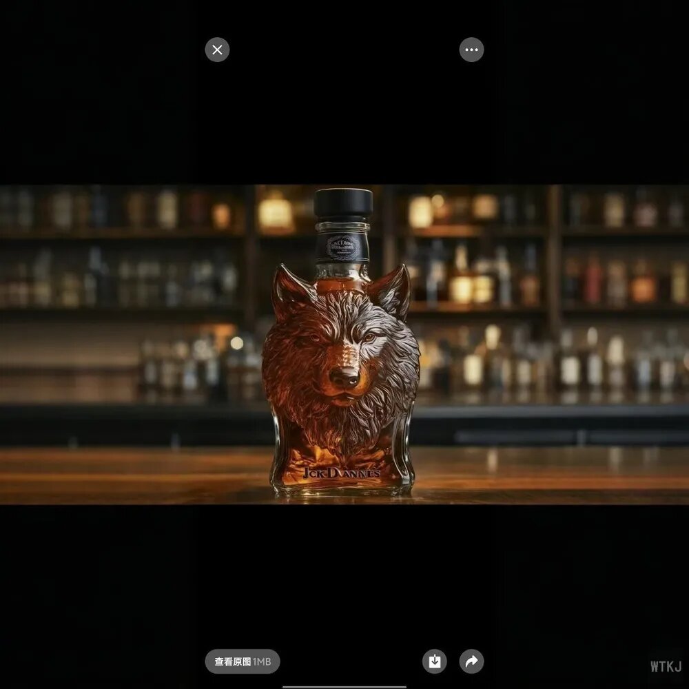 Графин Jack Daniel's 0.3 л, 1 шт, стекло, красный, в форме головы волка