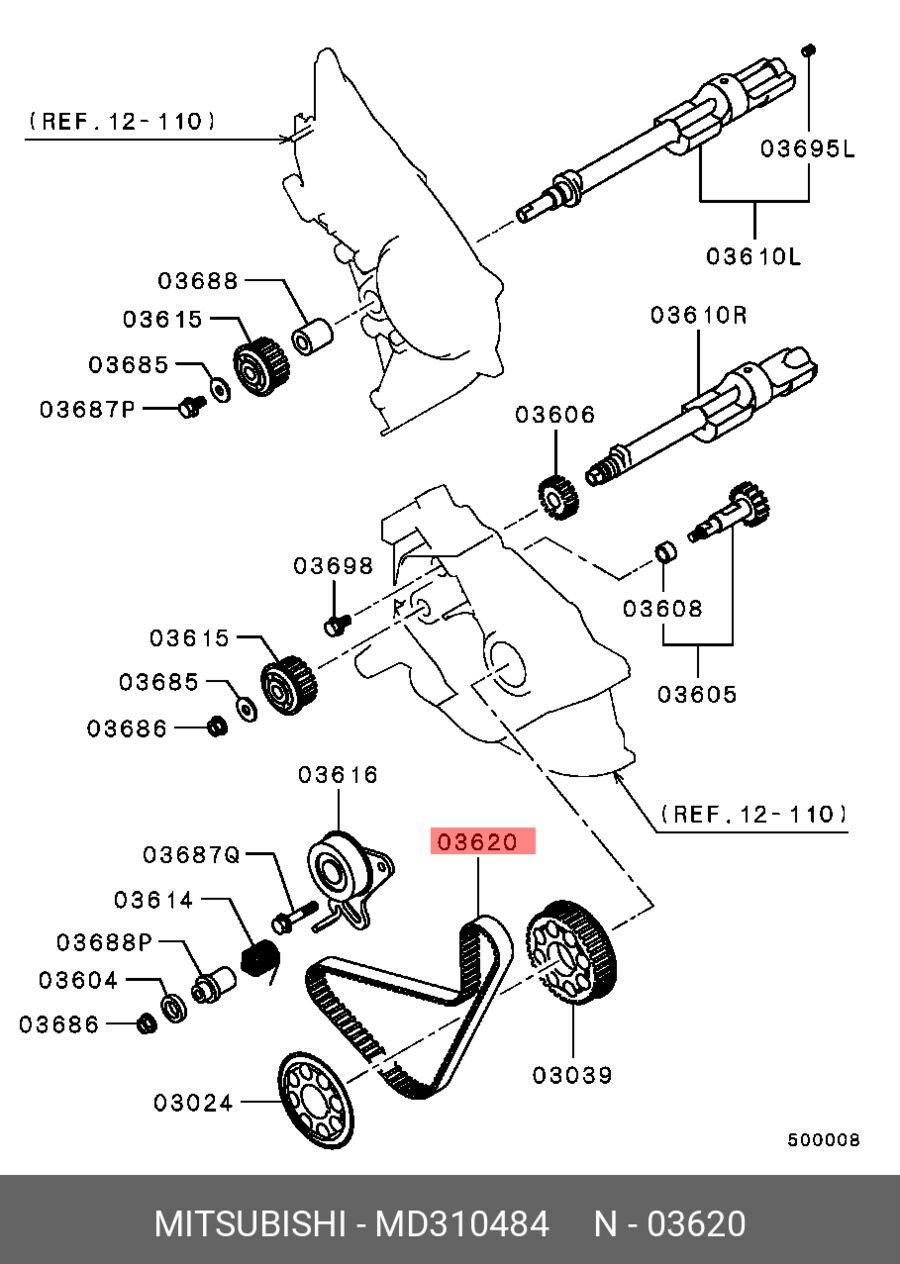 Ремень Грм Mitsubishi/Hyundai H-1/H100/Pajero/L200/L300 2.5 1999 > 99З. (MITSUBISHI MD310484)