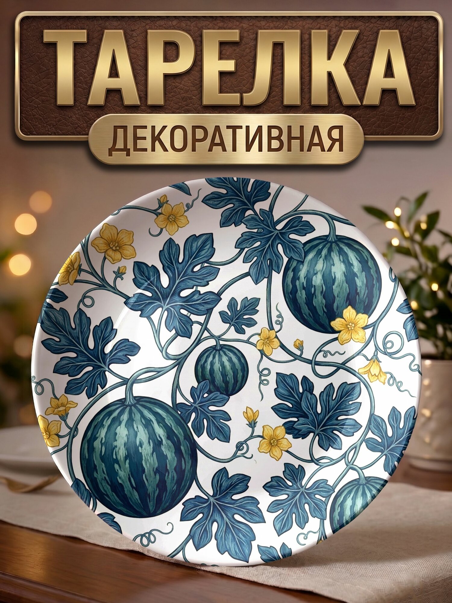 Тарелка декоративная Арбуз на лозах