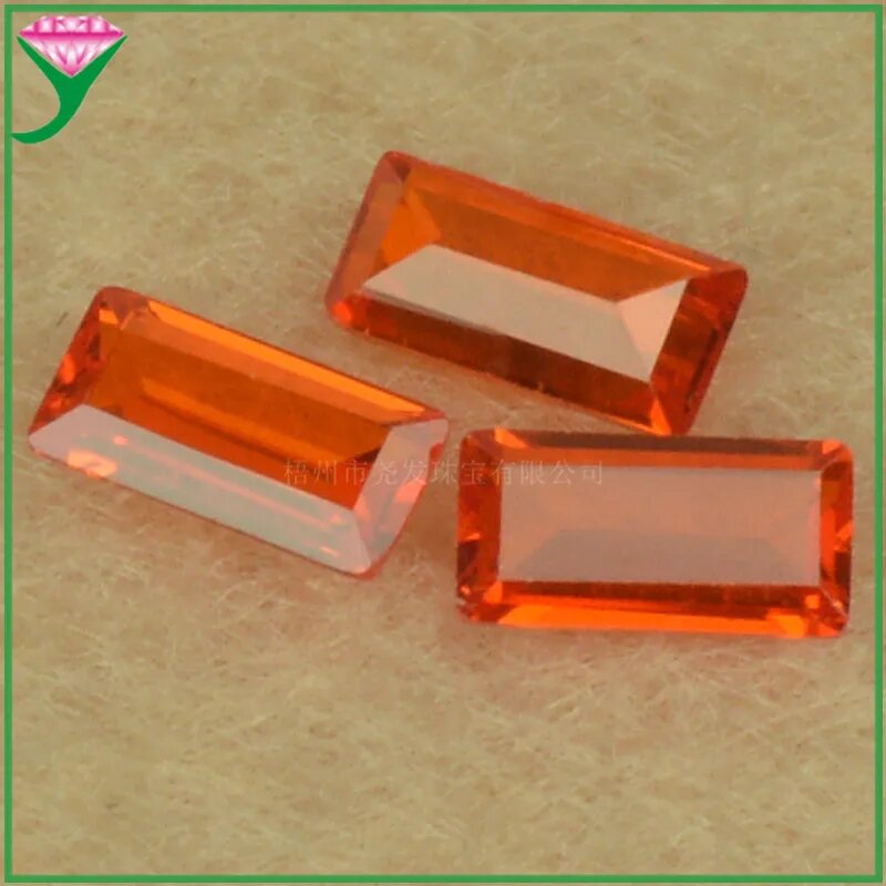 Лабораторные кубические цирконы, красный, багет, 1-3 мм 2x2.5mm(100pcs), Оранжевый, Orange