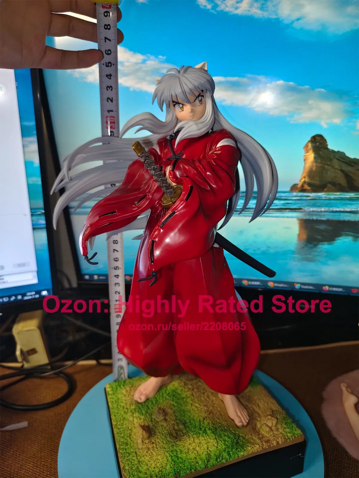 33cm Большая экшен статуэтка Инуяся в огненном кимоно (Inuyasha / Классика аниме)