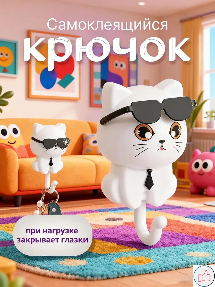 Крючок для ванной комнаты/крючок для ванной комнаты в форме кошки, 1 штука