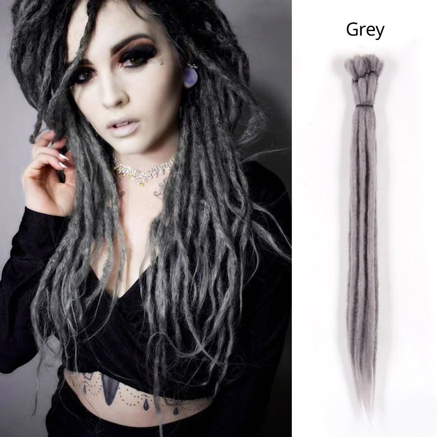 Синтетические дреды Leeons Nu Locs 5 пучков 20 дюймов, 10Roots, 20inch grey