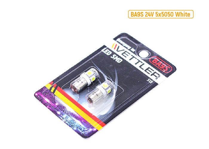 Лампа светодиодная 24V BA9S-5 SMD белая повторит. подсв фары (к-т 2шт)