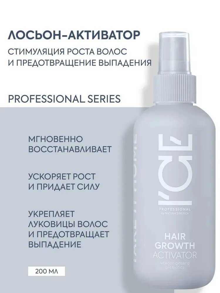 ICE by Natura Siberica Лосьон сыворотка для роста волос укрепляющая от выпадения, профессиональный спрей активатор 200 мл