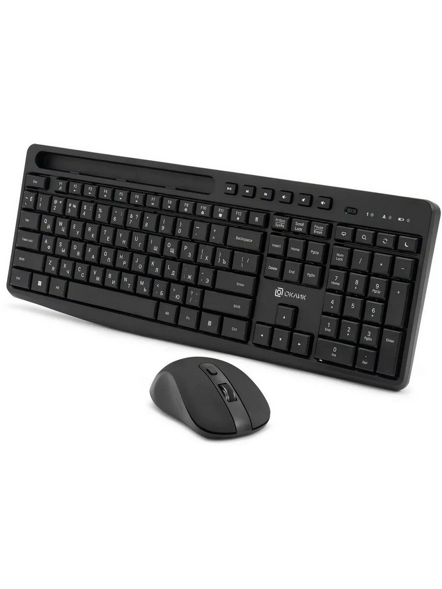Комплект клавиатура + мышь беспроводной OKLICK S275W черный (USB, 1600 dpi) (1993113)