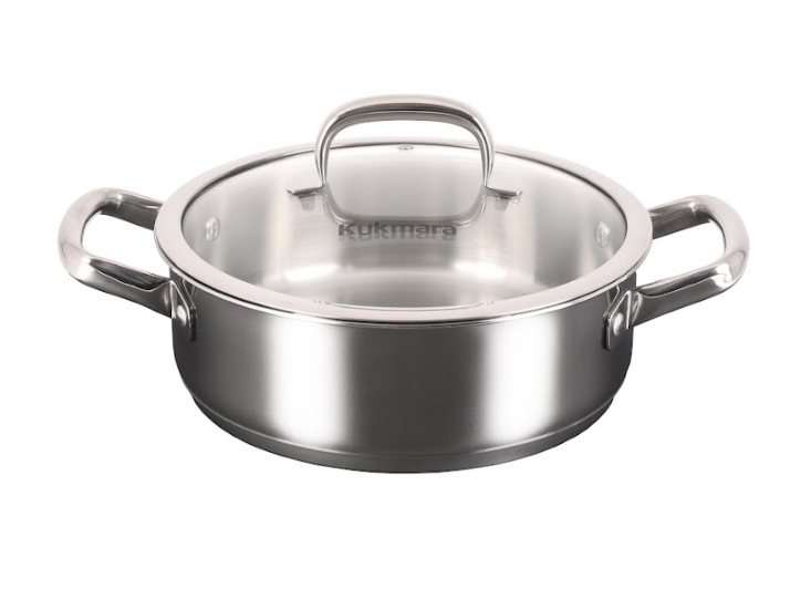 Сотейник 24см KUKMARA SAFIA SF-STP3124G, нерж. сталь, крышка стекло, зеркальная полировка