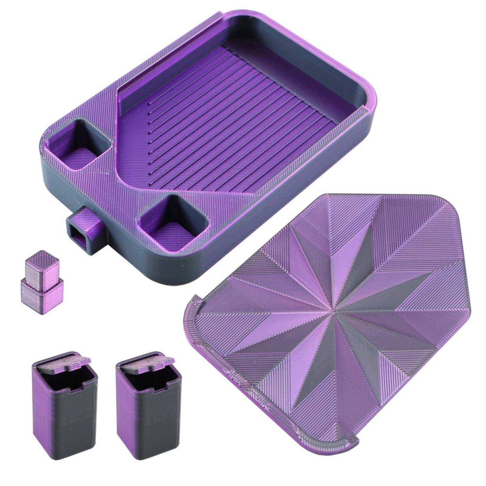 Лоток для бисера Crystal Art Drill Tray DIY Crafting Gemstone Art Tray с воронкой для хранения бусин, черный/фиолетовый.