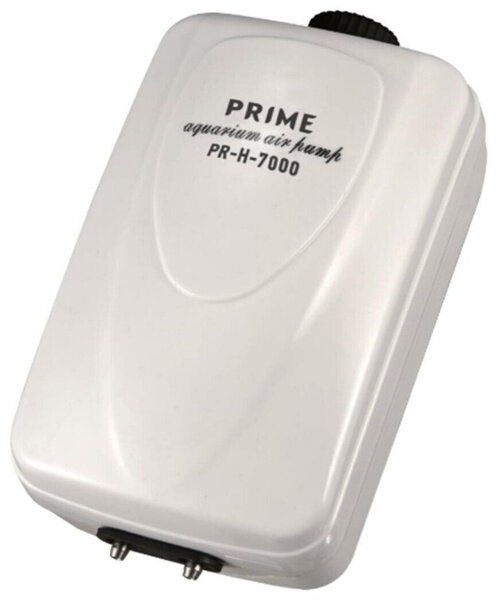PRIME PR-H-7000 Компрессор двухканальный регулируемый, 10 Вт, 2*6 л/мин, глубина аквариума до 120 см, бесшумный, для аквариума до 600 л