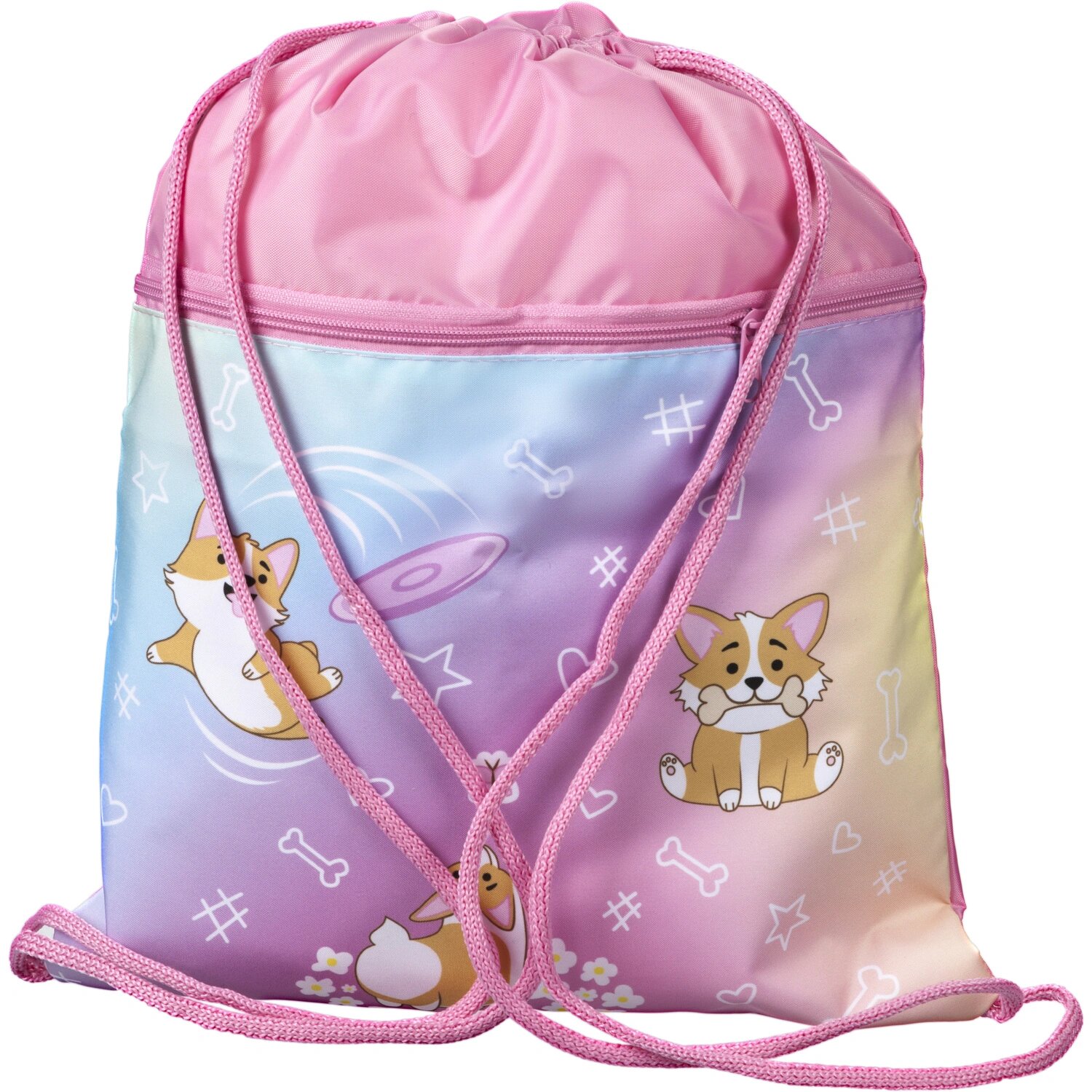 Комус Класс Мешок для сменной обуви Комус Класс Corgi time 330x420 мм розовый с карманом