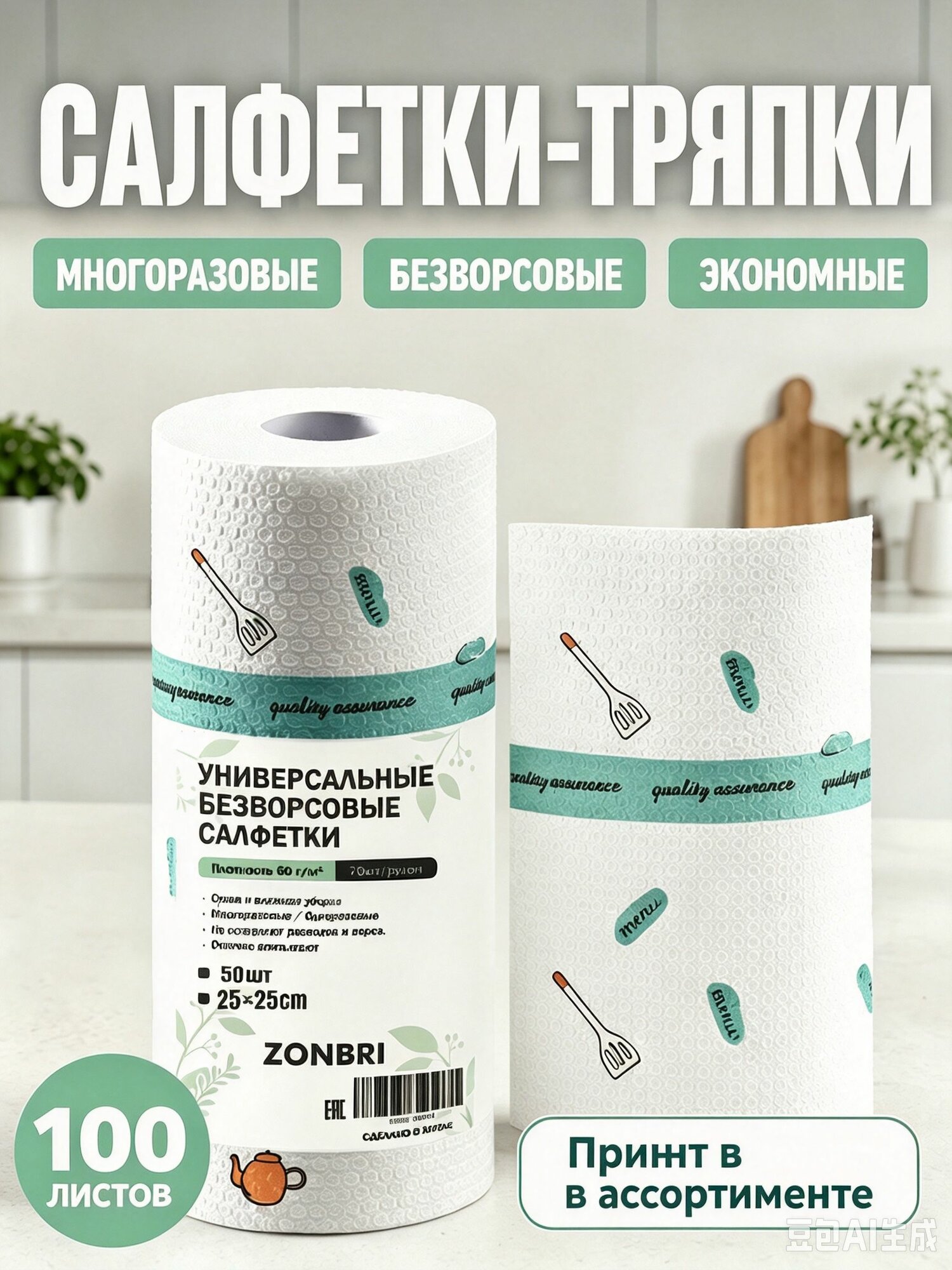 Салфетки для уборки, 100 шт.