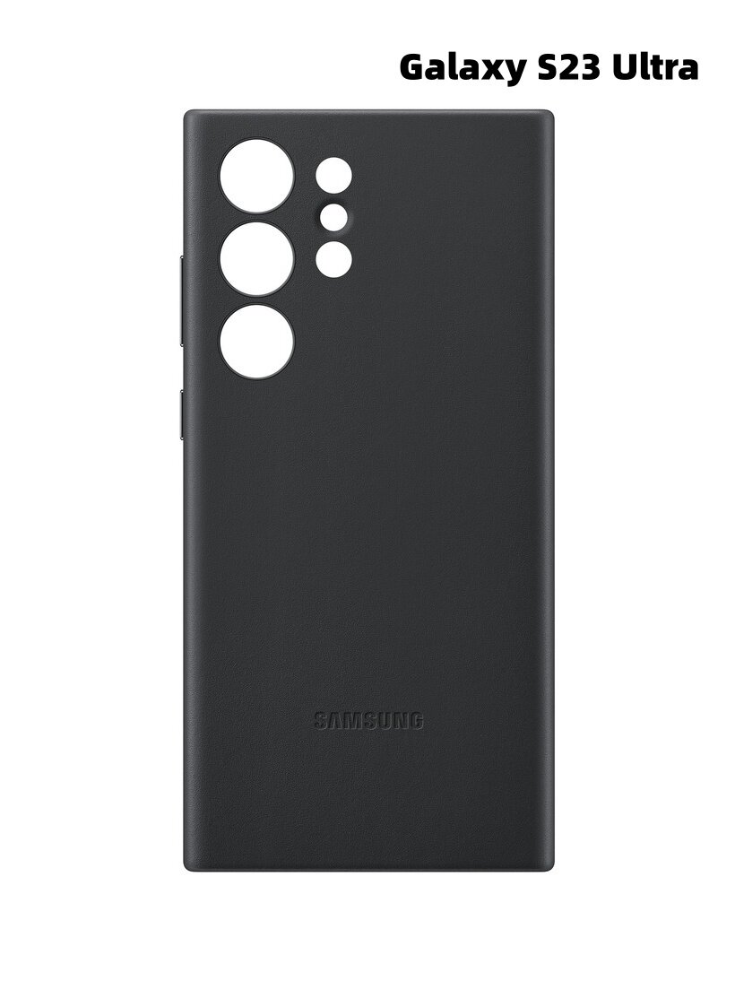 Чехол для Samsung Galaxy S23 Ultra из искусственной кожи — чёрный, артикул: EF-VS918LBEGCN.