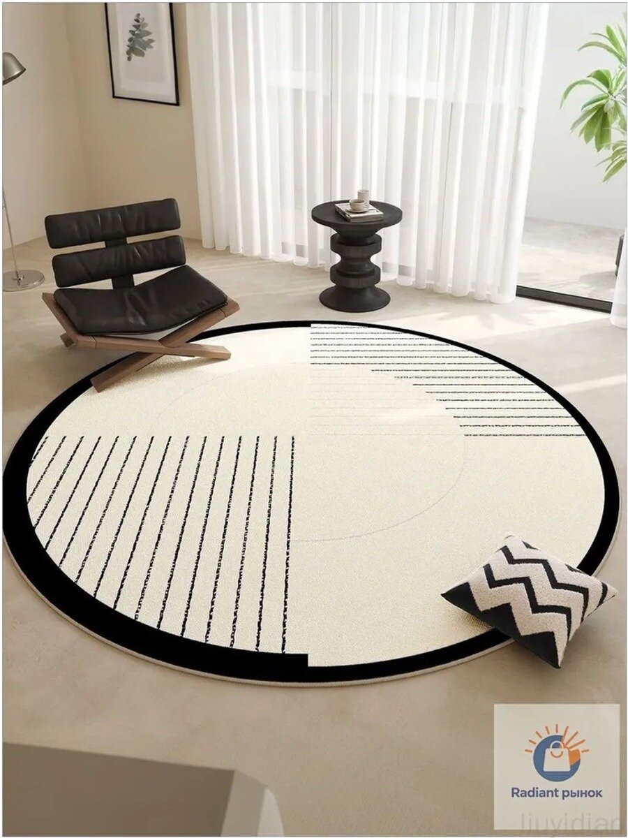 Коврик защитный 140x140 см, круглый, из микрофибры, разноцветный, модель T083