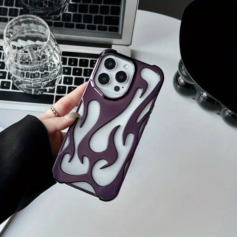 Креативный Силиконовый Чехол Для iPhone 16/15/14/13/12/11 Pro Max С Полым iPhone 16 Pro, purple04