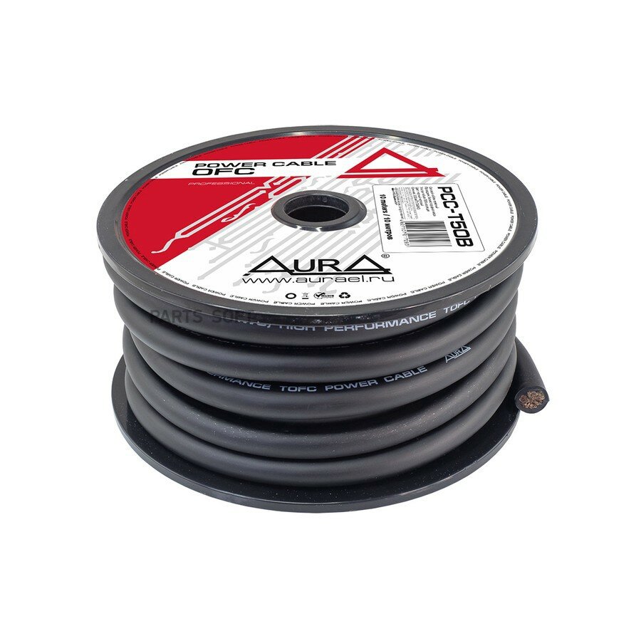 Кабель силовой, TOFC, 0AWG50мм2, 10мкатушка, черный от официального дистрибьютора, AURA, артикул PCCT50B