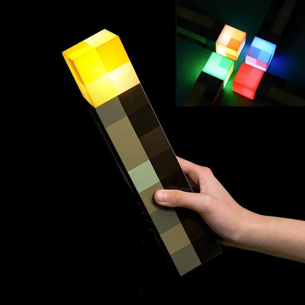 Minecraft Brownstone Torch Lamp Рисунок 4 цвета Декоративный светильник для спальни Светодиодный ночник