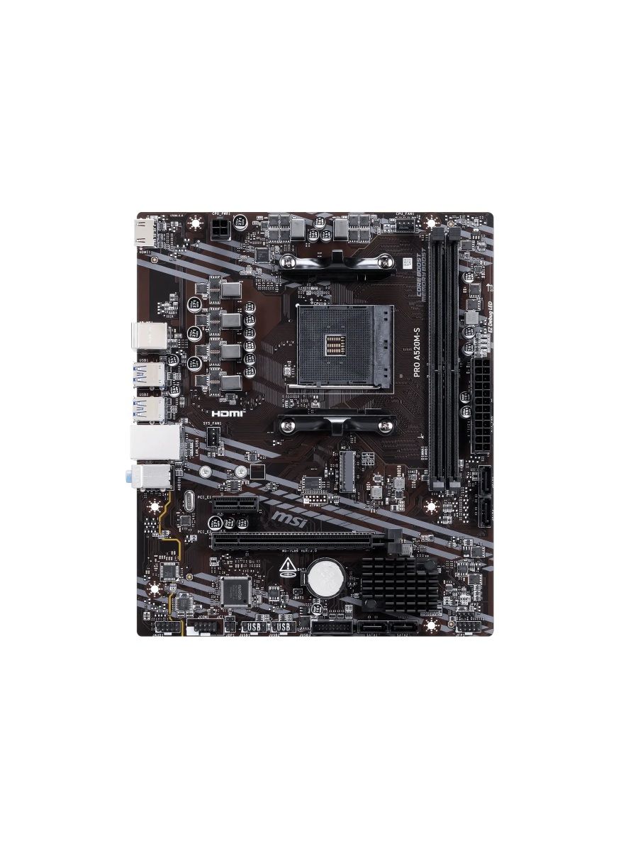 Материнская плата MSI PRO A520M-S mATX AM4 AMD A520 2xDDR4 (64ГБ)