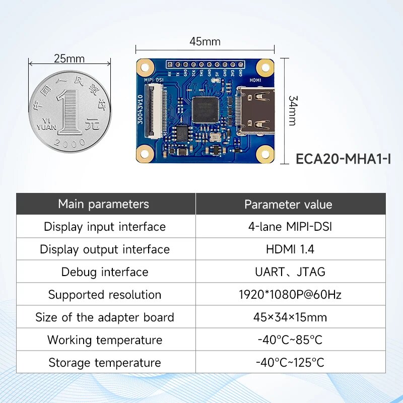 Модуль XHCIOT ECA20-MHA1-I MIPI-HDMI 1080P для Raspberry Pi