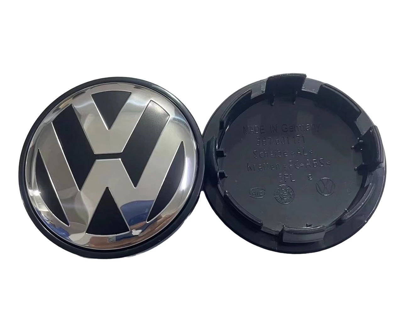 Центральный колпачок на диск (ступицу) Volkswagen, 65мм, черный серебро, 1шт