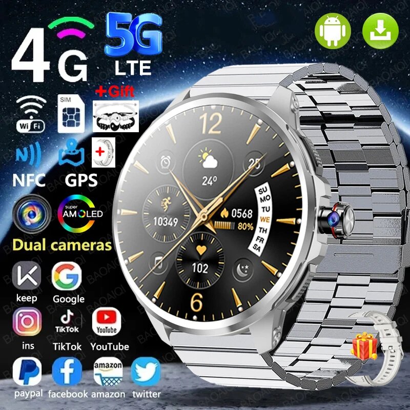 Smart Watch 5G/4G 16GB+256GB RAM 16G 256G, Steel silver B