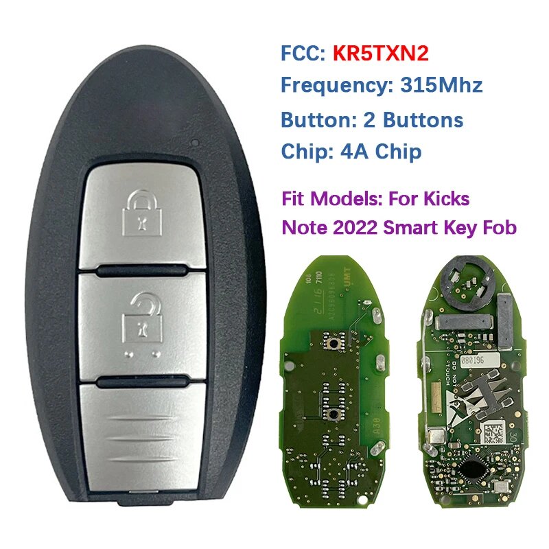 CN027125 оригинальный 2 кнопки умный дистанционный ключ 4A чип 315 МГц FSK 285E3-6XJ0A FCC ID KR5TXN2 S180144600 для Kicks Note 2022