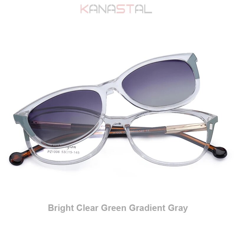 Солнцезащитные очки кошачий глаз Clear Green Gray, Anti blue 0