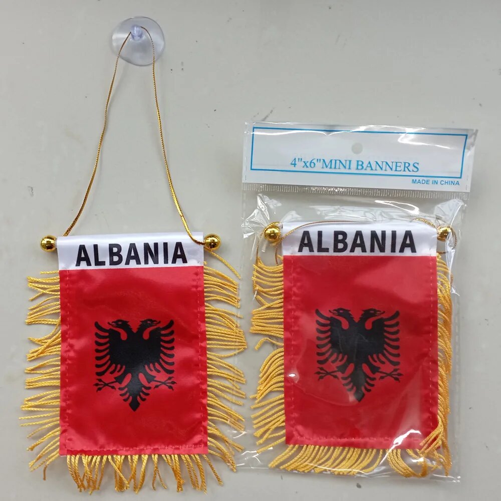 XvGgdg 8*12см Флаги-вымпелы для спортивных мероприятий с флагом Албании, подвесные флаги для автомобильных окон, мини-флаги-вымпелы Албании