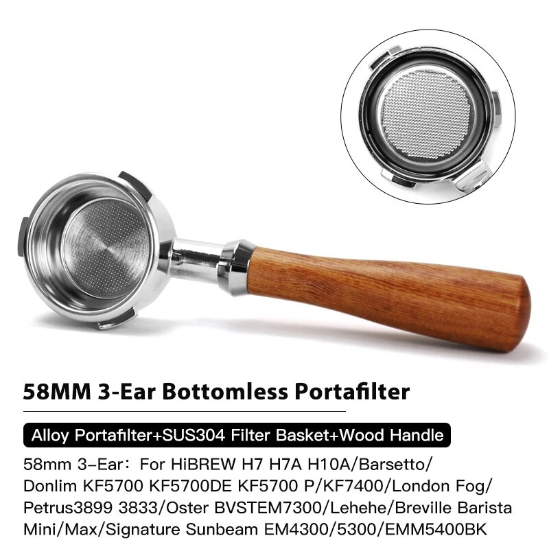 Портафильтр ALIKISSCAFE 58 мм без дна 3 отверстия Коричневый, 58mm 3-Eea L AL